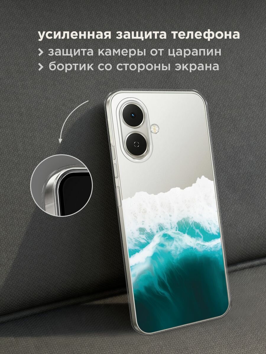 Чехол на Tecno Spark Go 2 / Текно Спарк Го 2 с принтом "Большая волна", прозрачный — фото 1