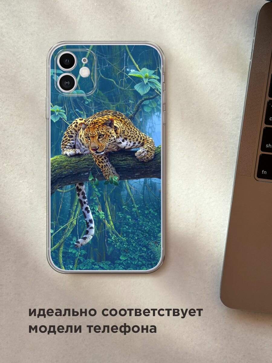 Чехол на Apple iPhone 11 / Айфон 11 с принтом "Леопард охотник" — фото 1