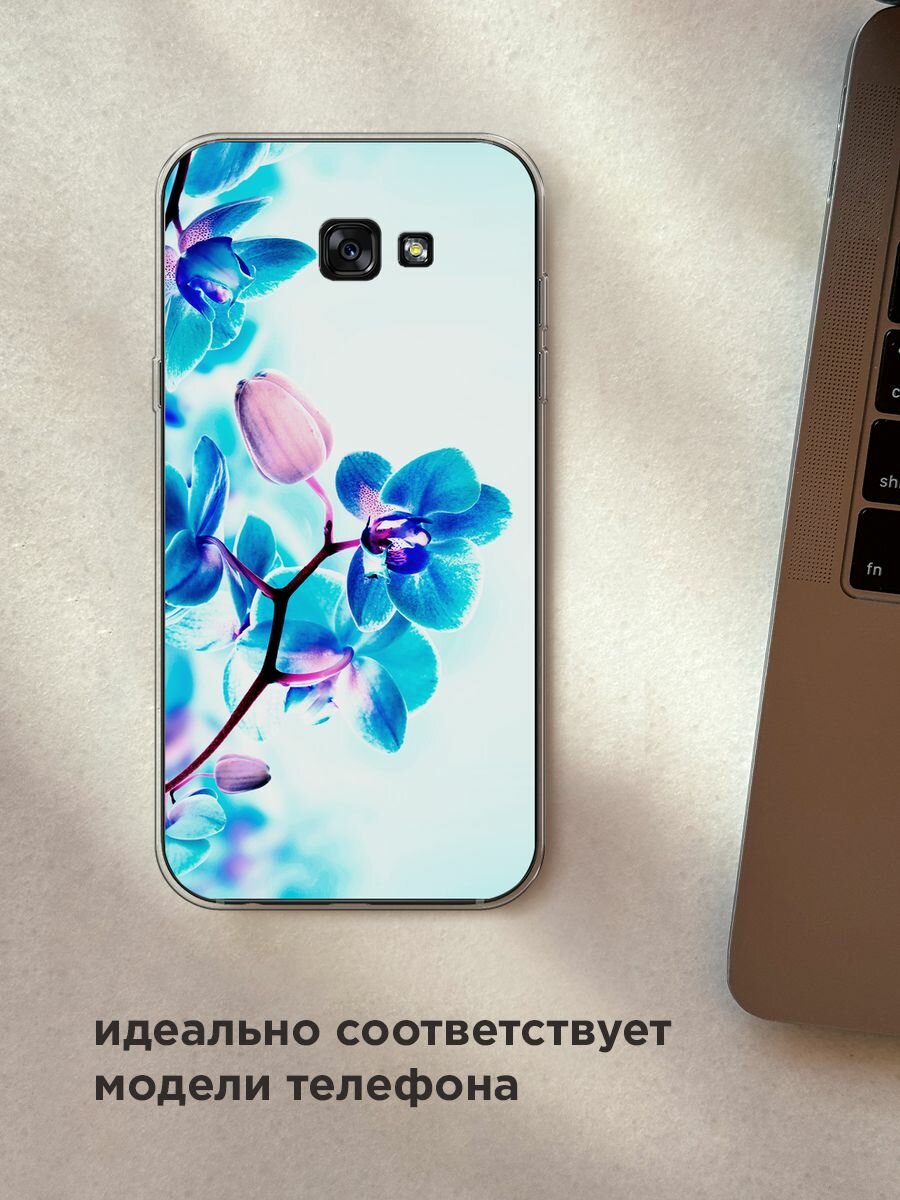 Чехол на Samsung Galaxy A7 2017 / Самсунг Галакси А7 2017 с принтом "Голубая орхидея" — фото 1
