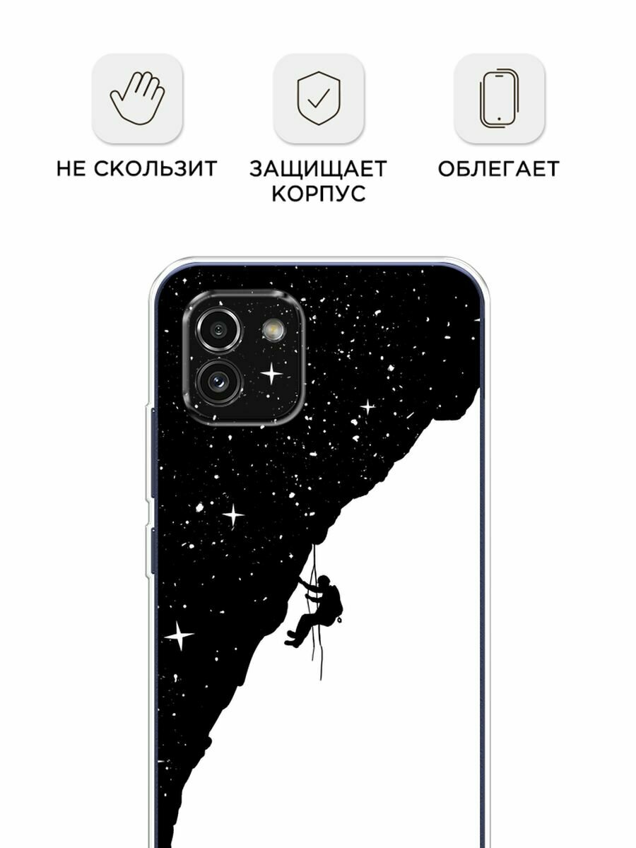Чехол на Samsung Galaxy A03 / Самсунг Галакси А03 с принтом "Космический альпинист" — фото 1