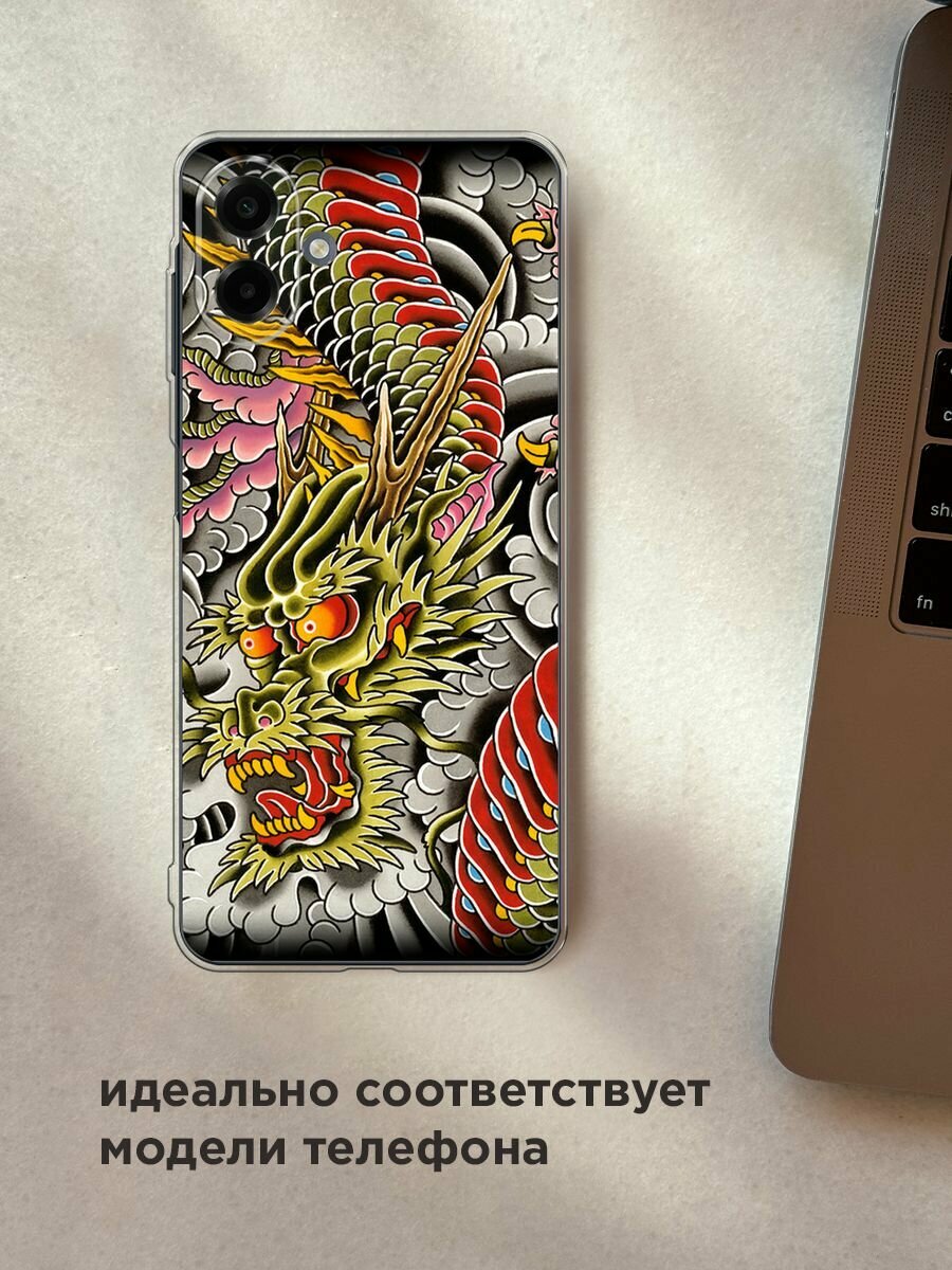 Чехол на Samsung Galaxy A07 / Самсунг А07 с принтом "Японский дракон" — фото 1