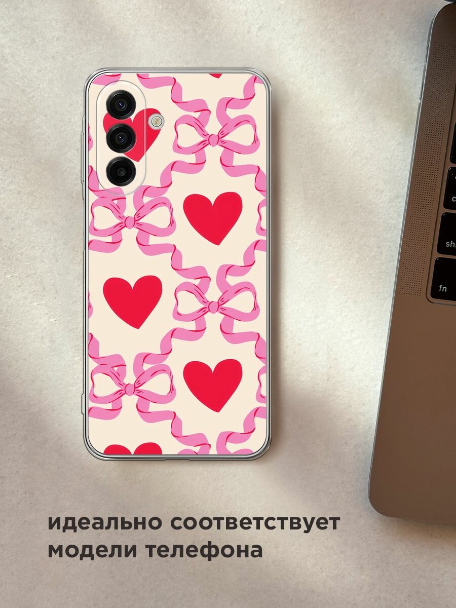 Чехол на Samsung Galaxy A17/A18 / Самсунг А17/А18 с принтом "Hearts and ribbons 1 - 14 февраля" — фото 1