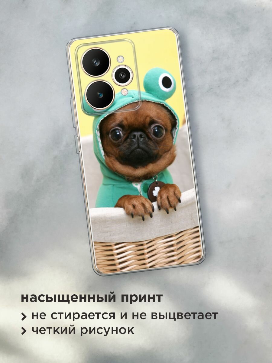 Чехол на Realme 15 / Реалми 15 с принтом "Собачка в шапке лягушки" — фото 1