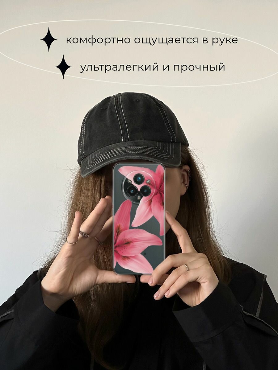 Чехол на Realme 14 Pro / Реалми 14 Про с принтом "Pink flower" — фото 1