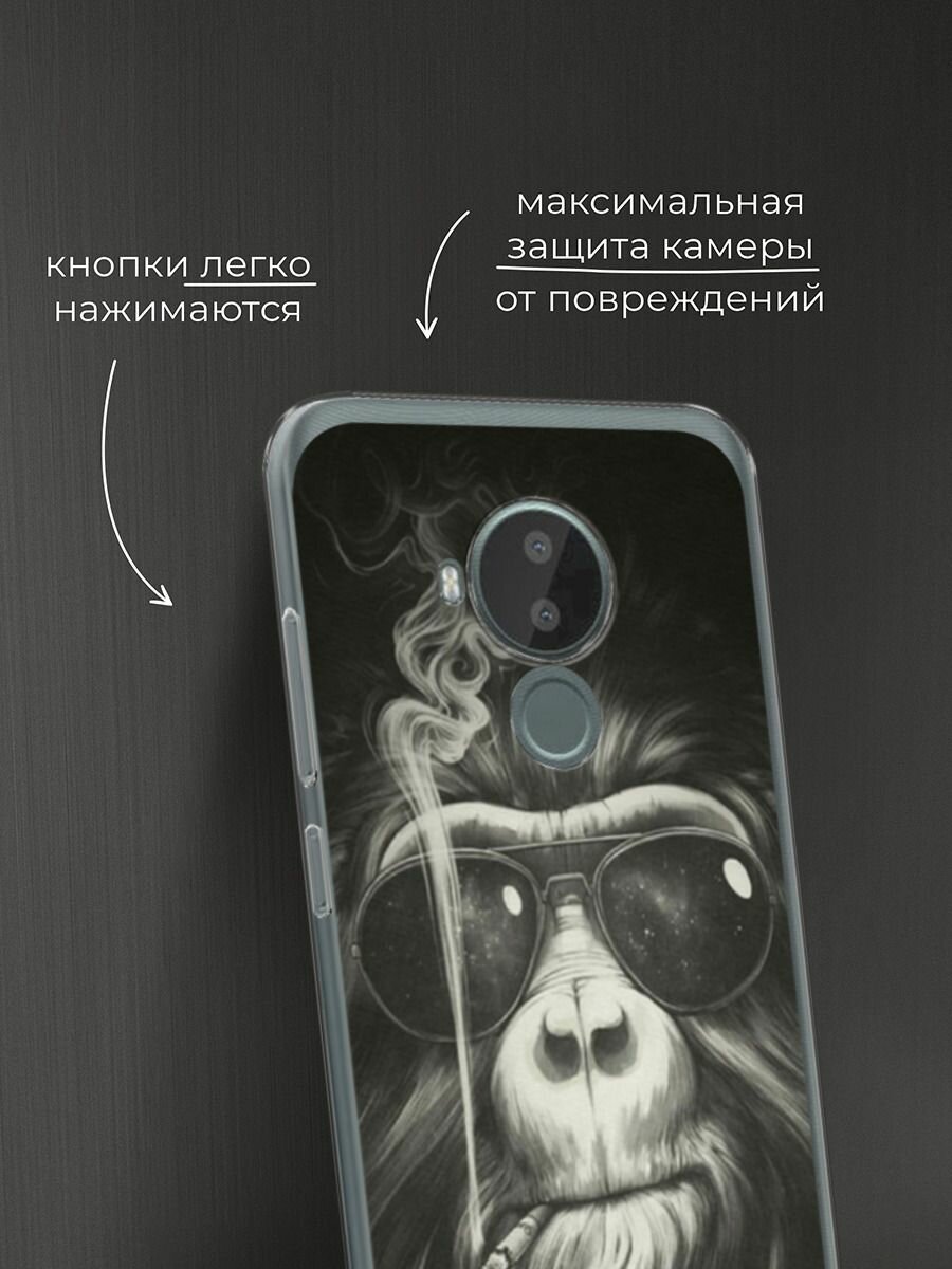 Силиконовый чехол на Nokia C30 / Нокия C30 с принтом "Обезьяна в очках" — фото 1
