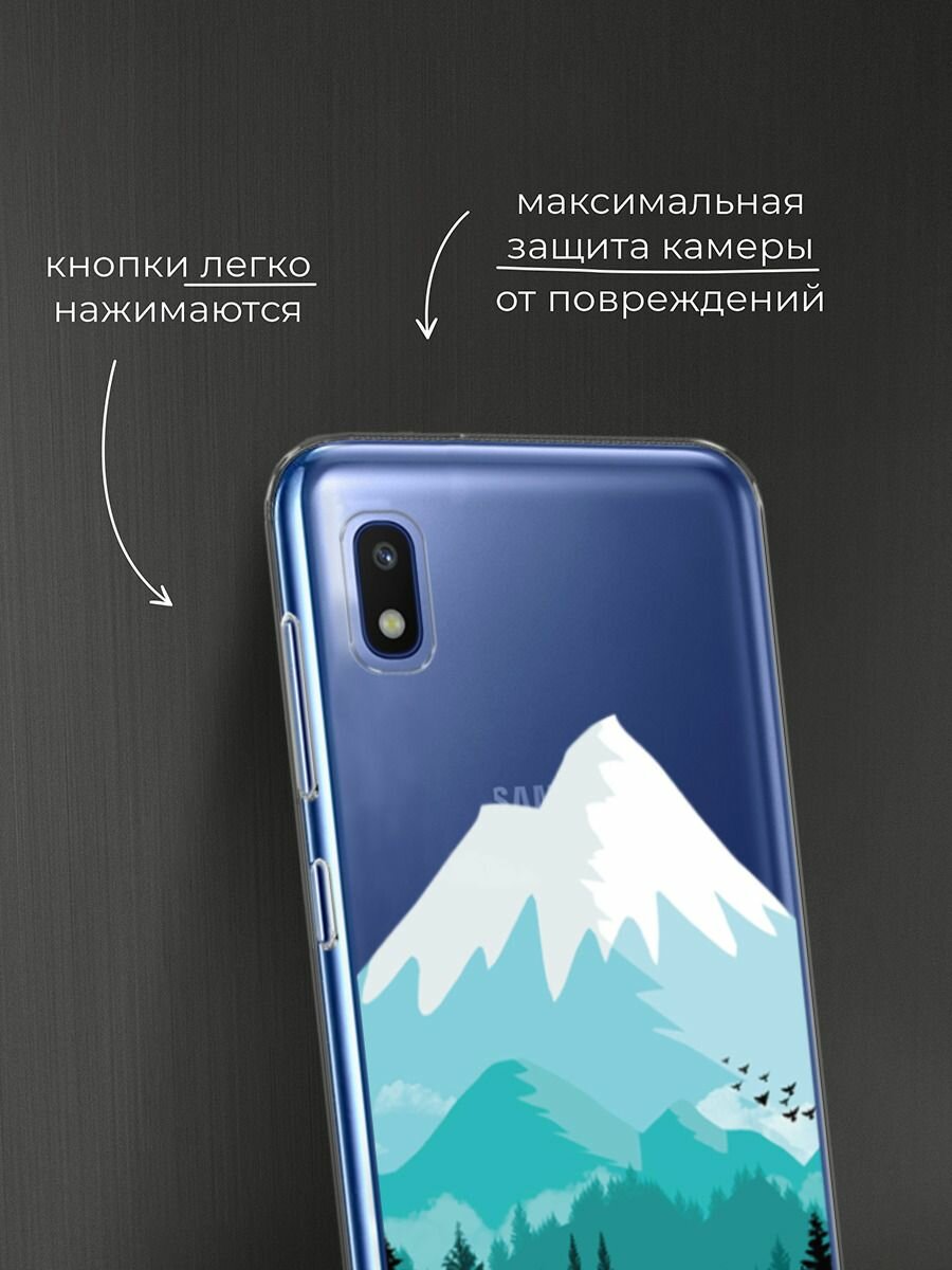 Чехол на Samsung Galaxy A10 / Самсунг Галакси А10 с принтом "Синяя снежная гора", прозрачный — фото 1