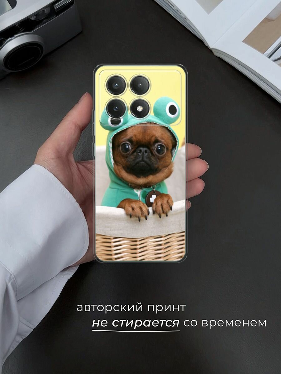 Чехол на Xiaomi Poco X6 PRO 5G / Поко X6 Про 5G с принтом "Собачка в шапке лягушки" — фото 1