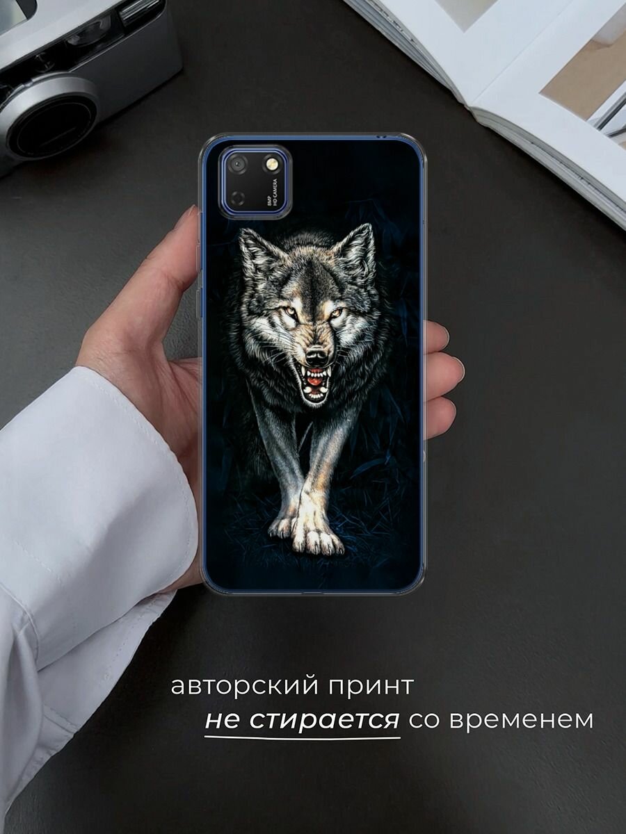 Чехол на Honor 9S/Huawei Y5p / Хонор 9S/Хуавей Y5p с принтом "Злобный волк из ночи" — фото 1