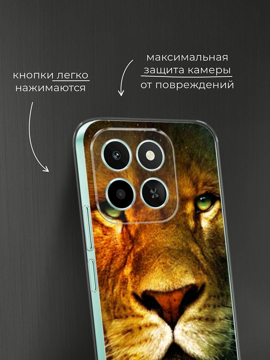 Силиконовый чехол на Honor X6c / Хонор X6c с принтом "Лев арт 8" — фото 1