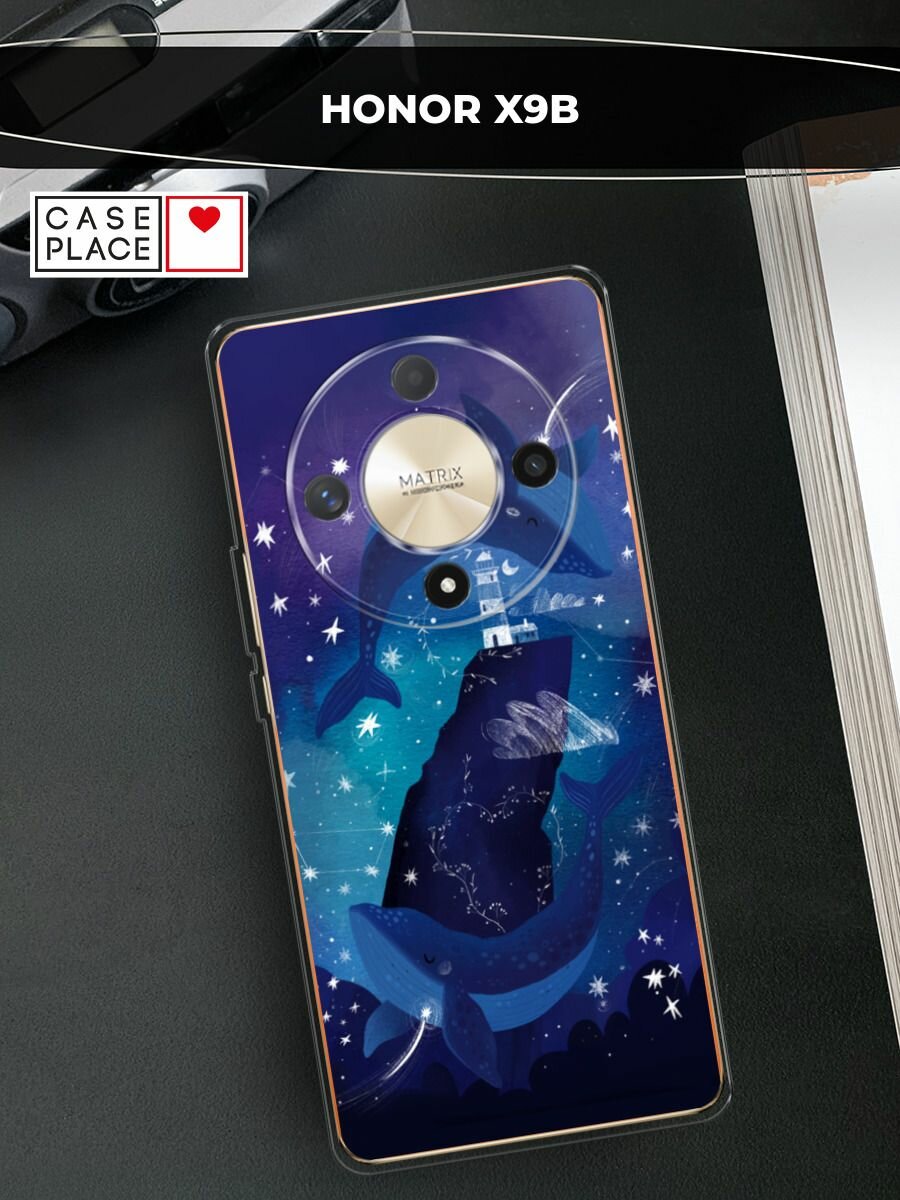 Силиконовый чехол на Honor X9b / Хонор X9B с принтом "Ночные киты"