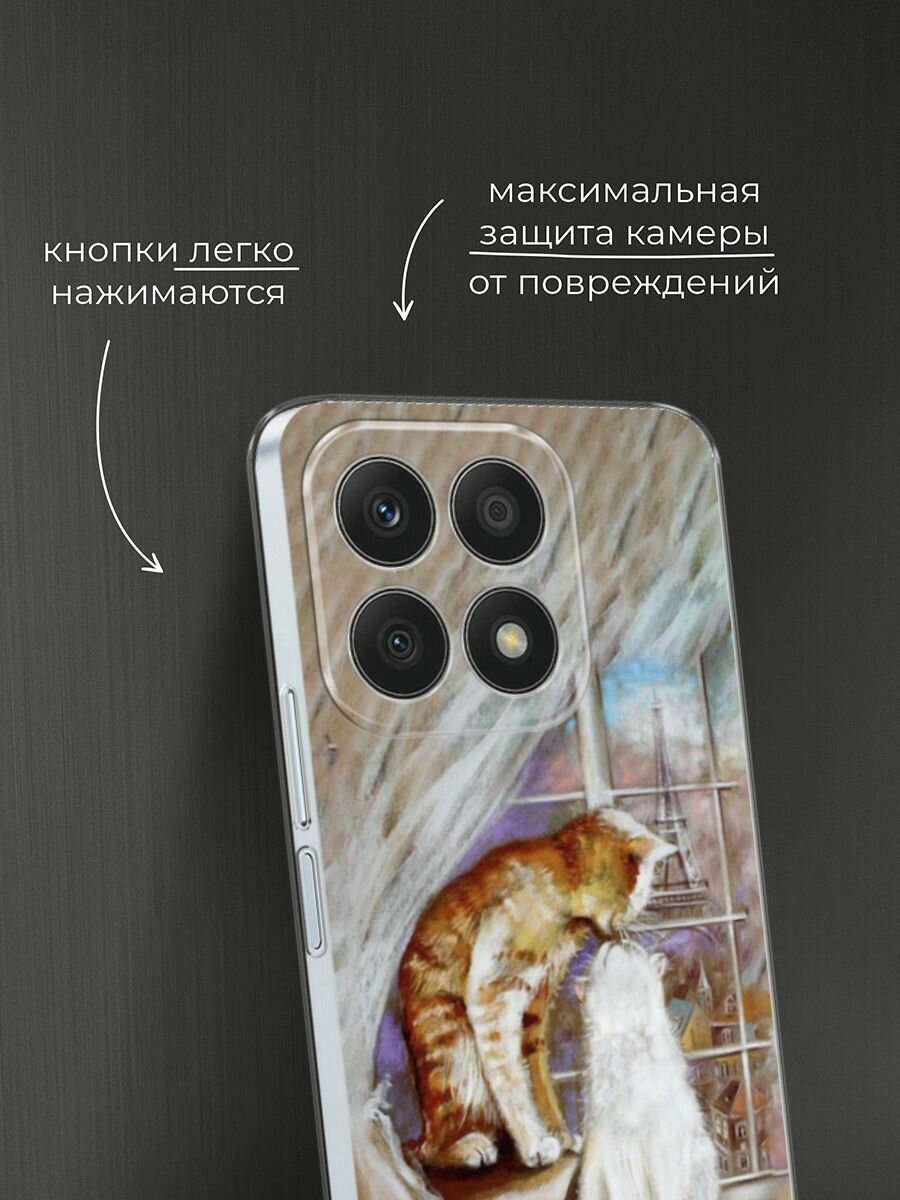 Чехол на Honor X8A / Хонор X8A с принтом "Влюбленные котики 1" — фото 1