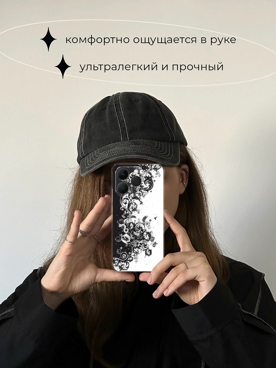 Чехол на Realme 15T / Реалми 15Т с принтом "Черно белый узор" — фото 1