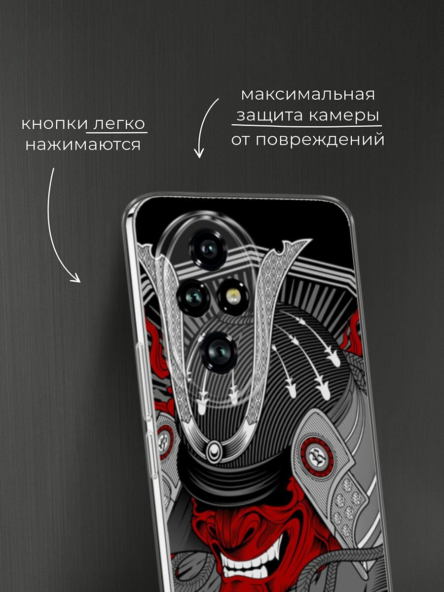 Чехол на Honor 200 Pro / Хонор 200 Про с принтом "Красная маска самурая" — фото 1