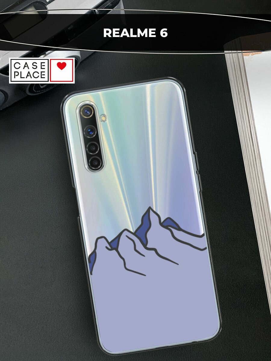 Силиконовый чехол на Realme 6 / Реалми 6 с принтом "Гора", прозрачный