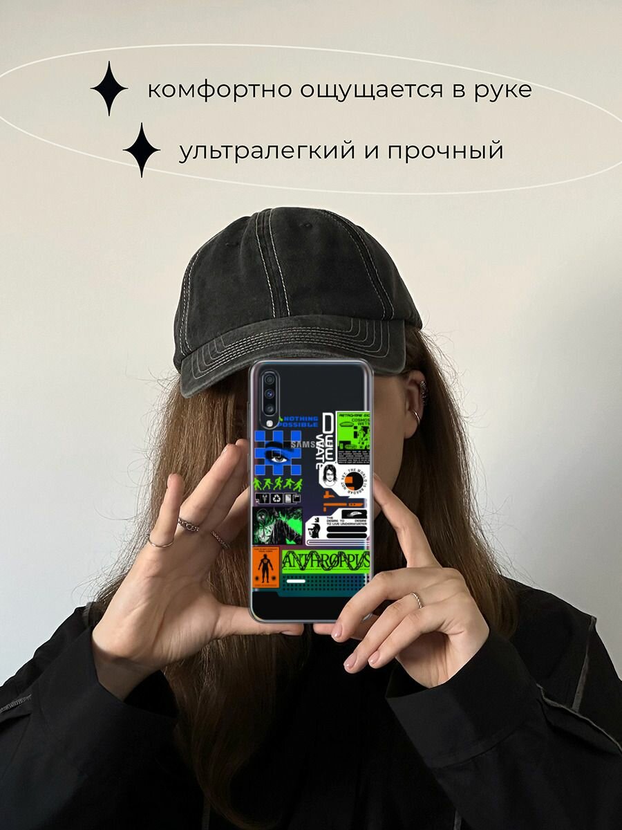 Чехол на Samsung Galaxy A70 / Самсунг Галакси А70 с принтом "Nothing impossible", прозрачный — фото 1