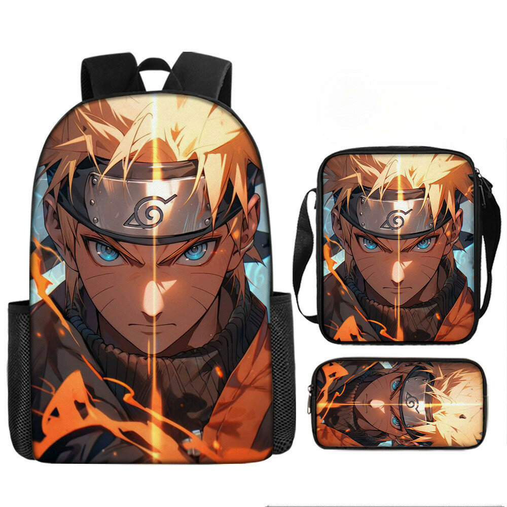 Naruto школьный комплект набор с дышащим материалом и мультяшным принтом для молодых учеников повседневное использование