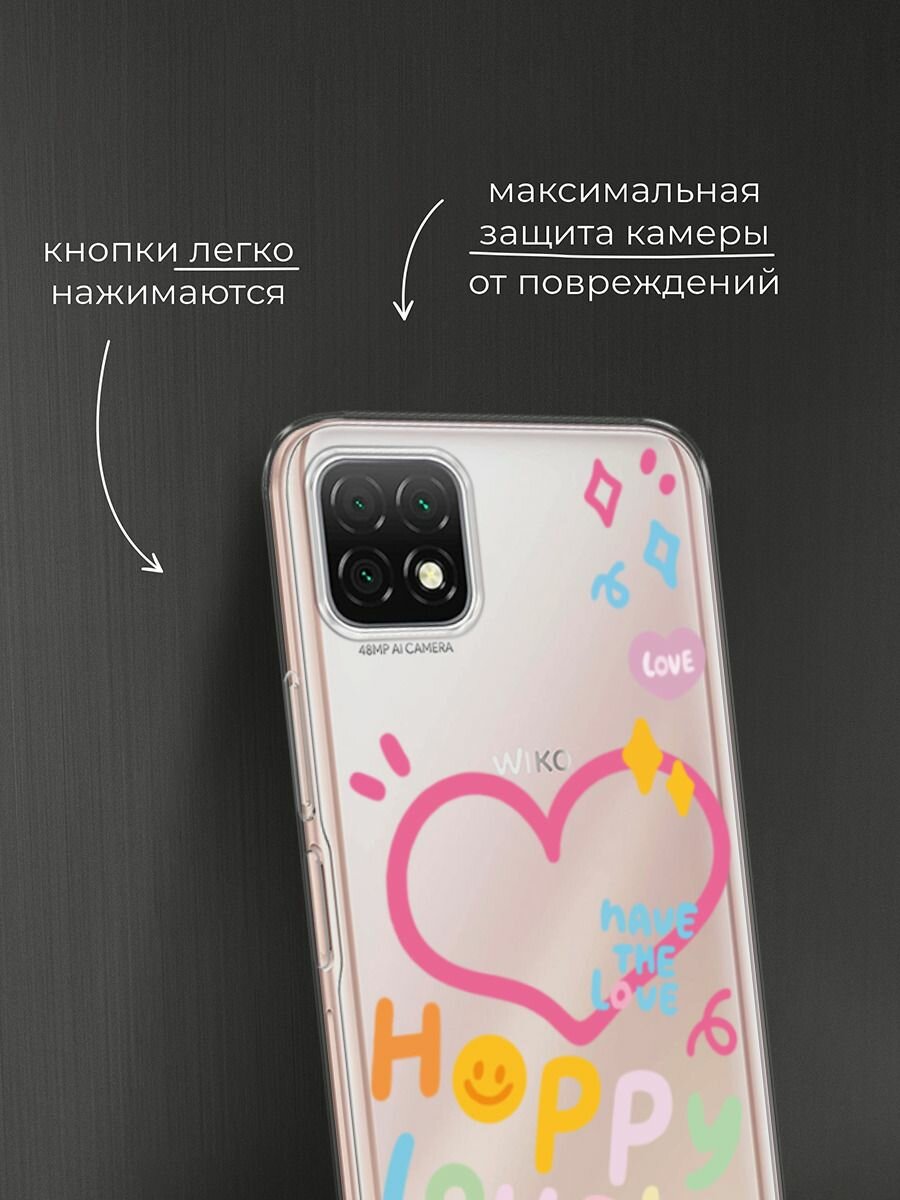 Чехол на Wiko T3 / Вико Т3 с принтом "Happy lovely", прозрачный — фото 1