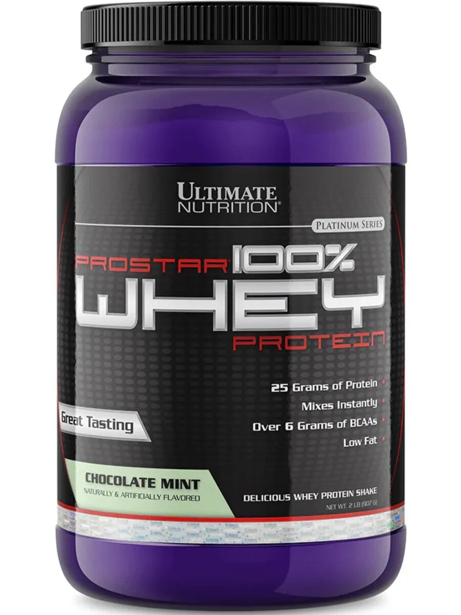 Протеин Ultimate Nutrition Prostar 100% Whey Protein, 907 гр, шоколад-мята