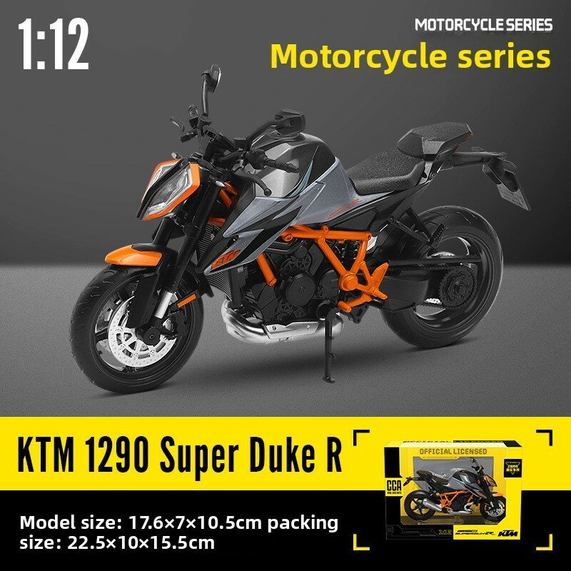 Металлическая модель мотоцикла ktm 1290 super duke r для детей и коллекционеров серый