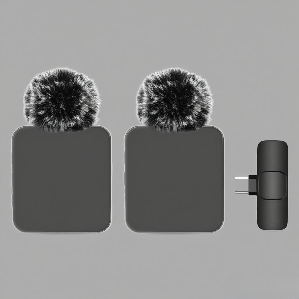 Система беспроводных микрофонов PU648B с 1 приемником и 2 передатчиками, дальность передачи 10 м, встроенная батарея, для смартфонов Android, компьютеров, ноутбуков, камер, для потокового вещания, интервью, блогов