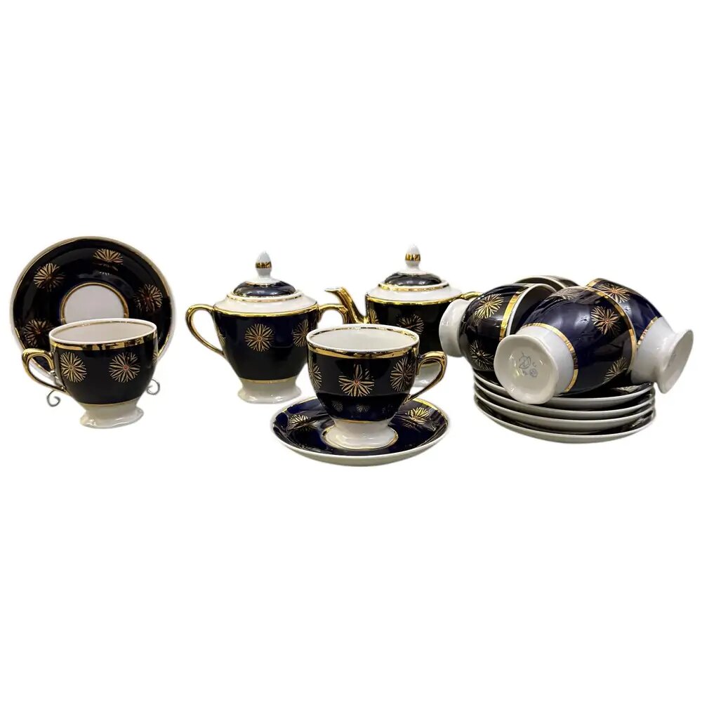 Чайный сервиз "Снежинка" (6 персон 14 пр), фарфор, 1970-1990 гг, Довбышский ФЗ, СССР