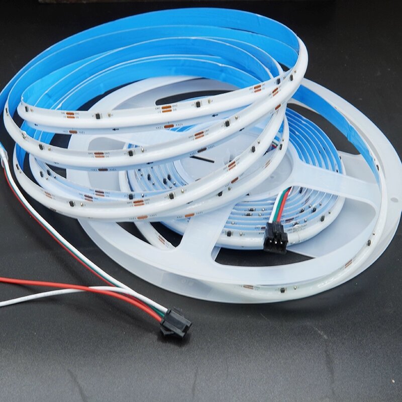 Светодиодная лента COB, полноцветная RGB, с эффектом бегущей воды, гибкая, программируемая, водонепроницаемая, 12-24В,