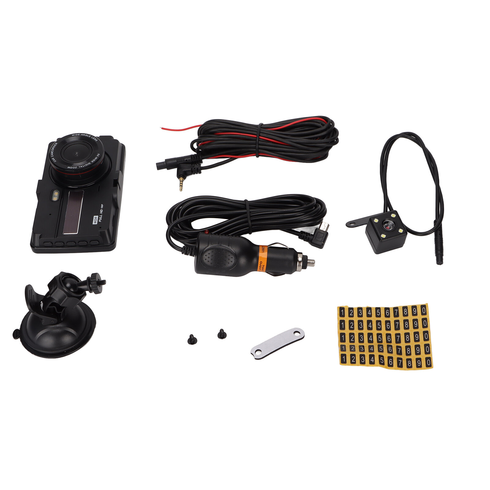 Автомобильная видеорегистратор 1080P Full HD с ночным видением, детектором движения, циклической записью, передней и задней камерами, функцией парковочного монитора.