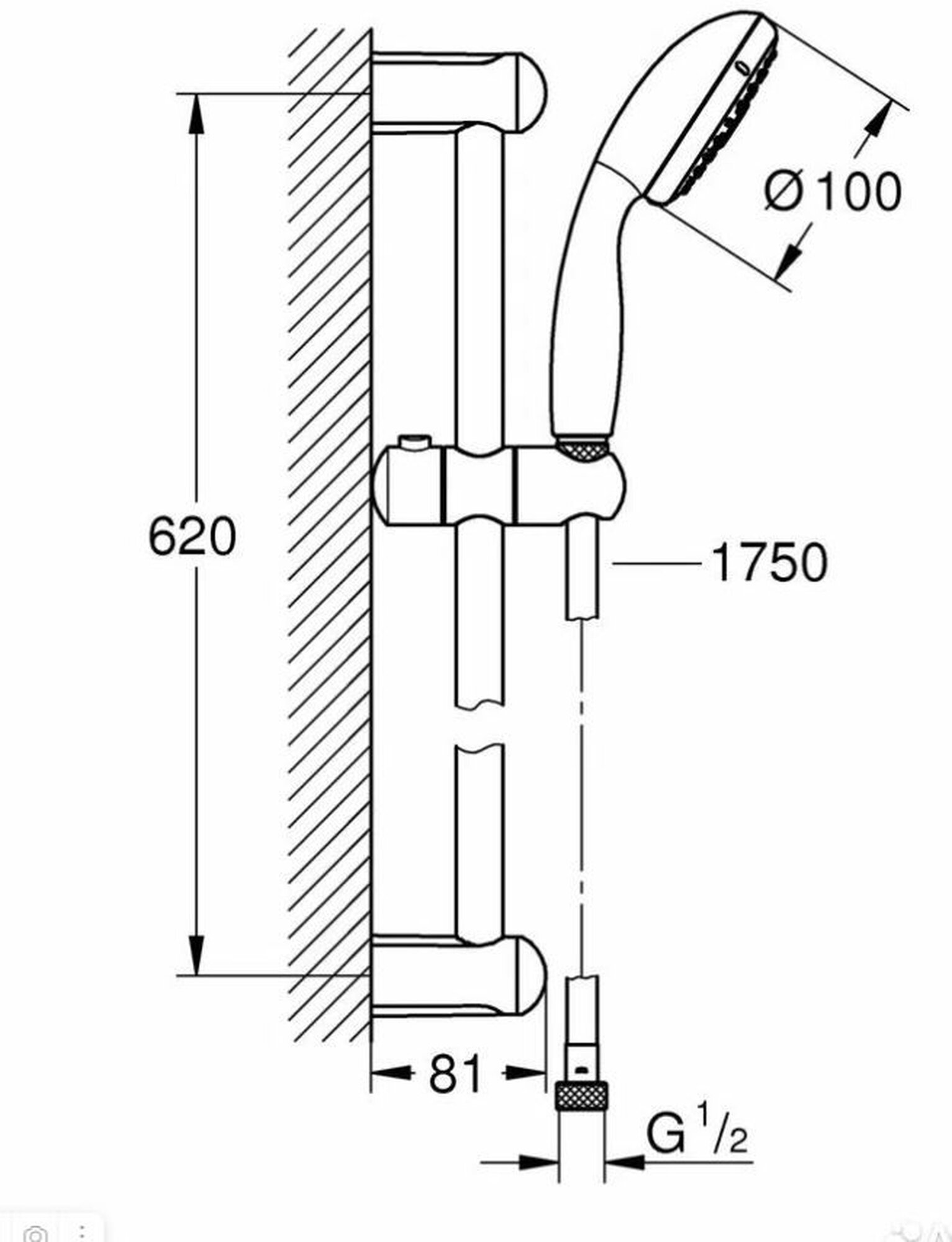 Душевой гарнитур Grohe Tempesta New III, хромированное покрытие, длина шланга 1750мм