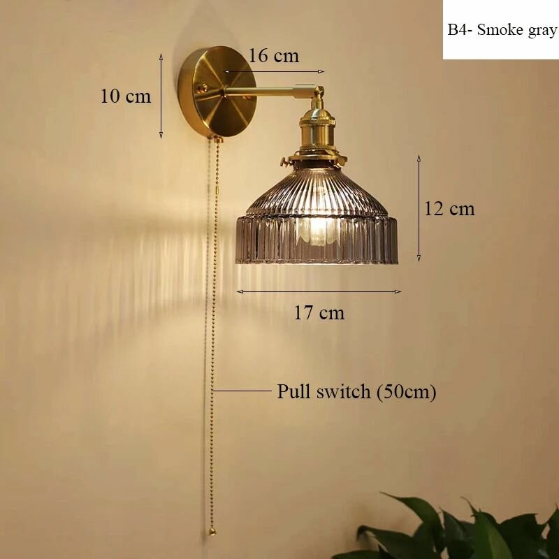 Бра, Цветной Стеклянный Абажур, Винтажный Стиль, Подходит Для Спальни, Кабинета, Гостиной