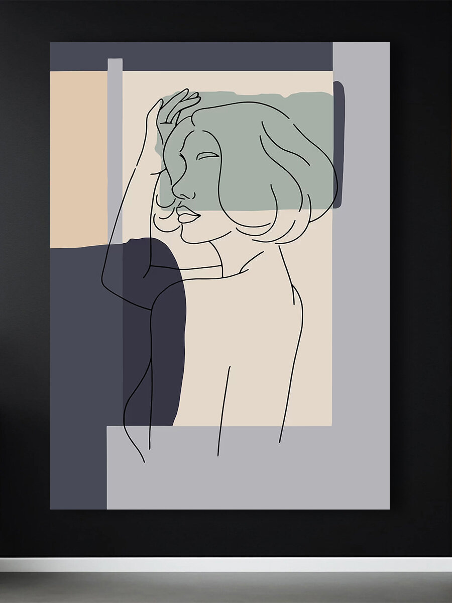 Картина интерьерная - "Силуэт девушки, лицо женщины абстракция" , 40х60 см.