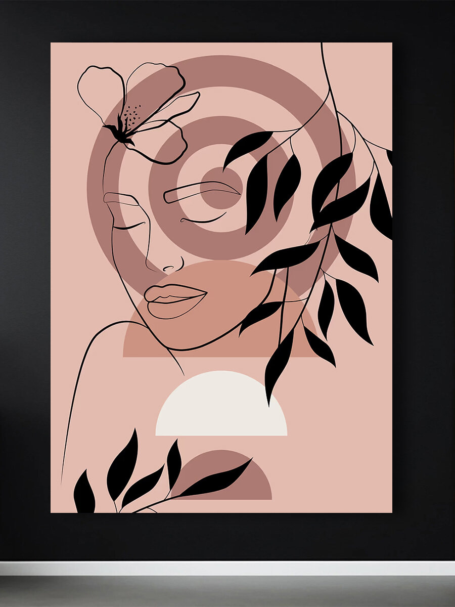 Картина на стену - "Силуэт девушки, лицо женщины абстракция" , 50х70 см.