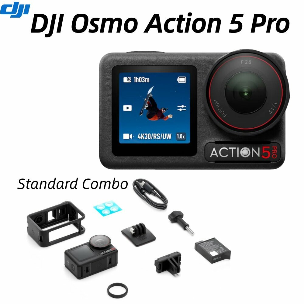 Экшн камера DJI Osmo Action 5 Pro Standard Combo, 48МП, сенсорный экран, 3840 x 2160, время работы 4 часа