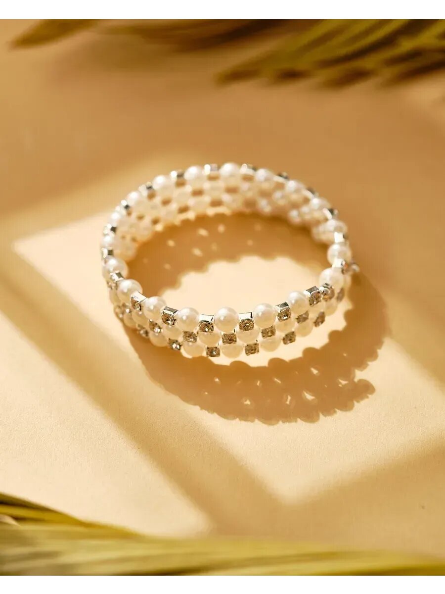 Эластичный браслет, пластик, стразы