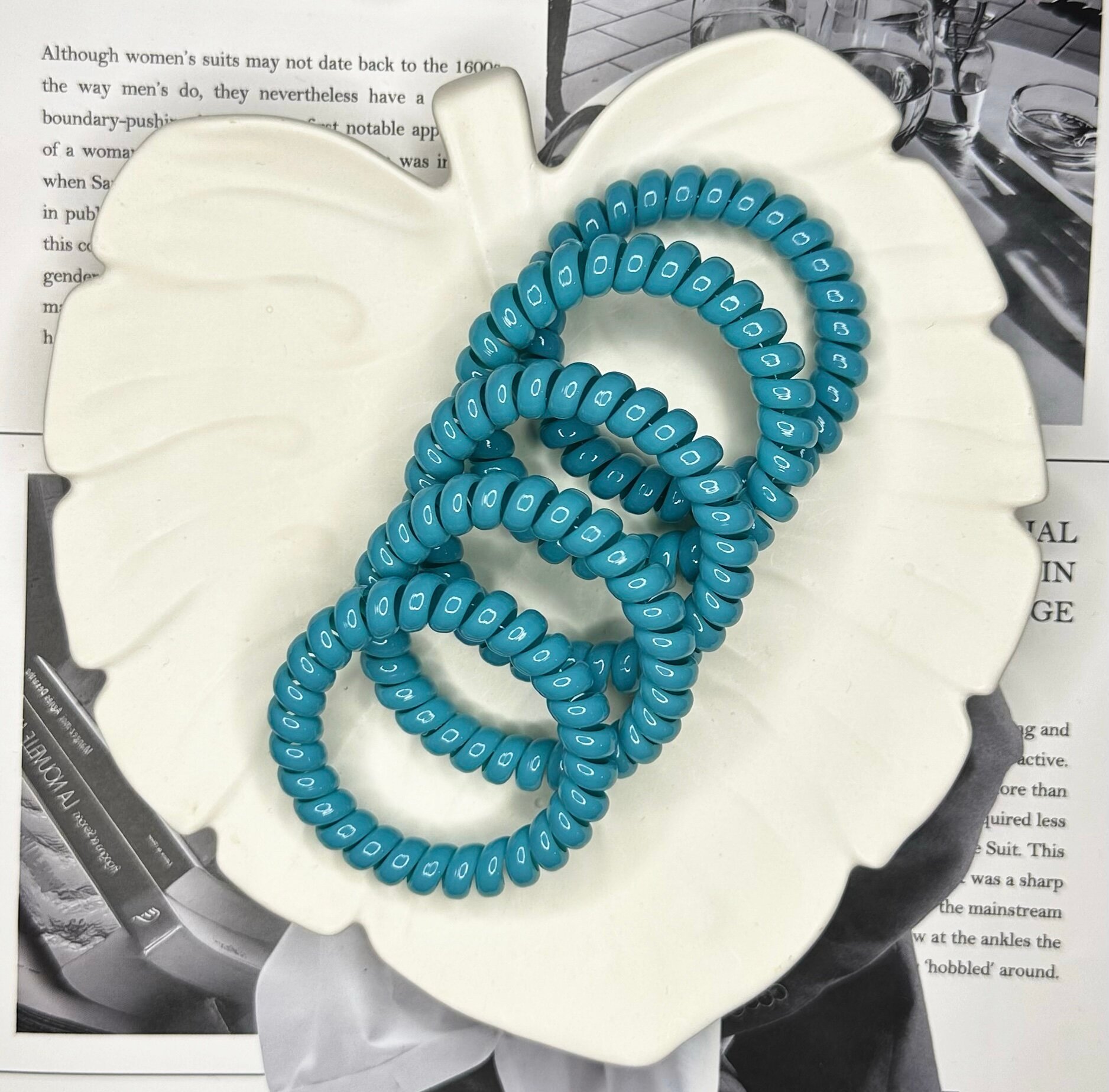 Набор резинок "Пружинка", для волос, глянцевые, голубые, 5 шт