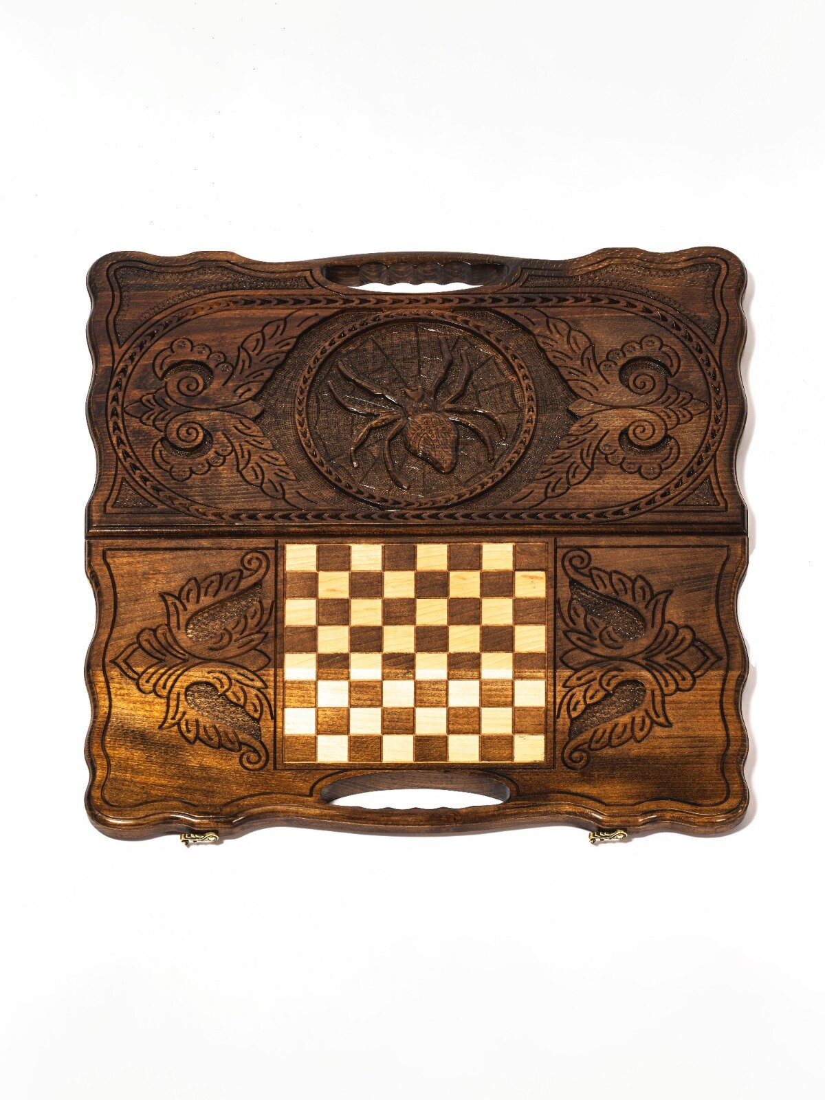 Нарды подарочные резные из массива бука Паук большие ручной работы 60 см