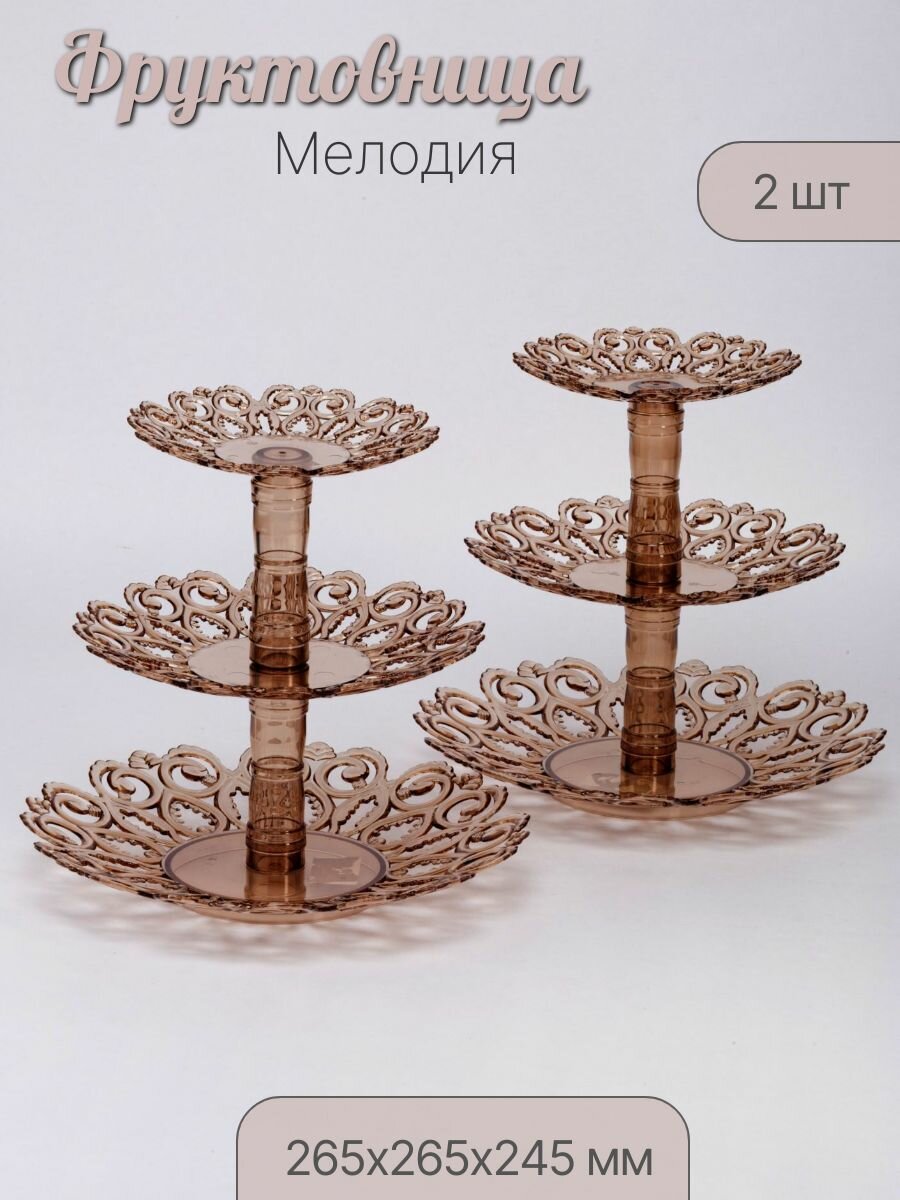 Фруктовница этажерка пластиковая для фруктов и конфет 2 шт