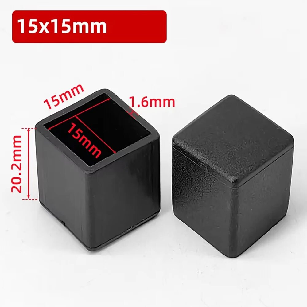 Квадратная резиновая подставка для ног стула 10*10 мм ~ 100*100 мм, мебельная ножка, 15x15mm, 8 Pcs