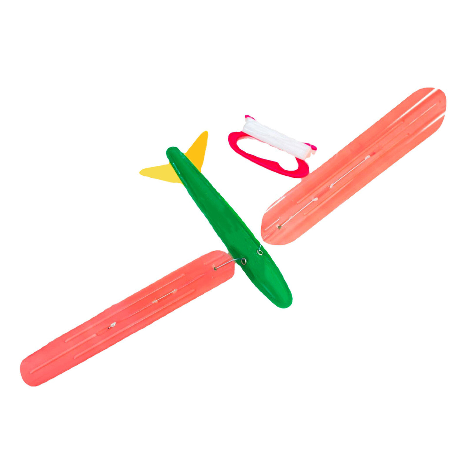 DIY Самолет-воздушный змей с доской для нити, самолет для полета, змей для открыток, парков, походов, кемпинга, цвет корпуса самолета: Розовый / Зеленый (по выбору), материал: ПВХ + Металл, размер самолета: 64 * 30 см / 25.2 * 11.8 дюйма, вес: около 44 г