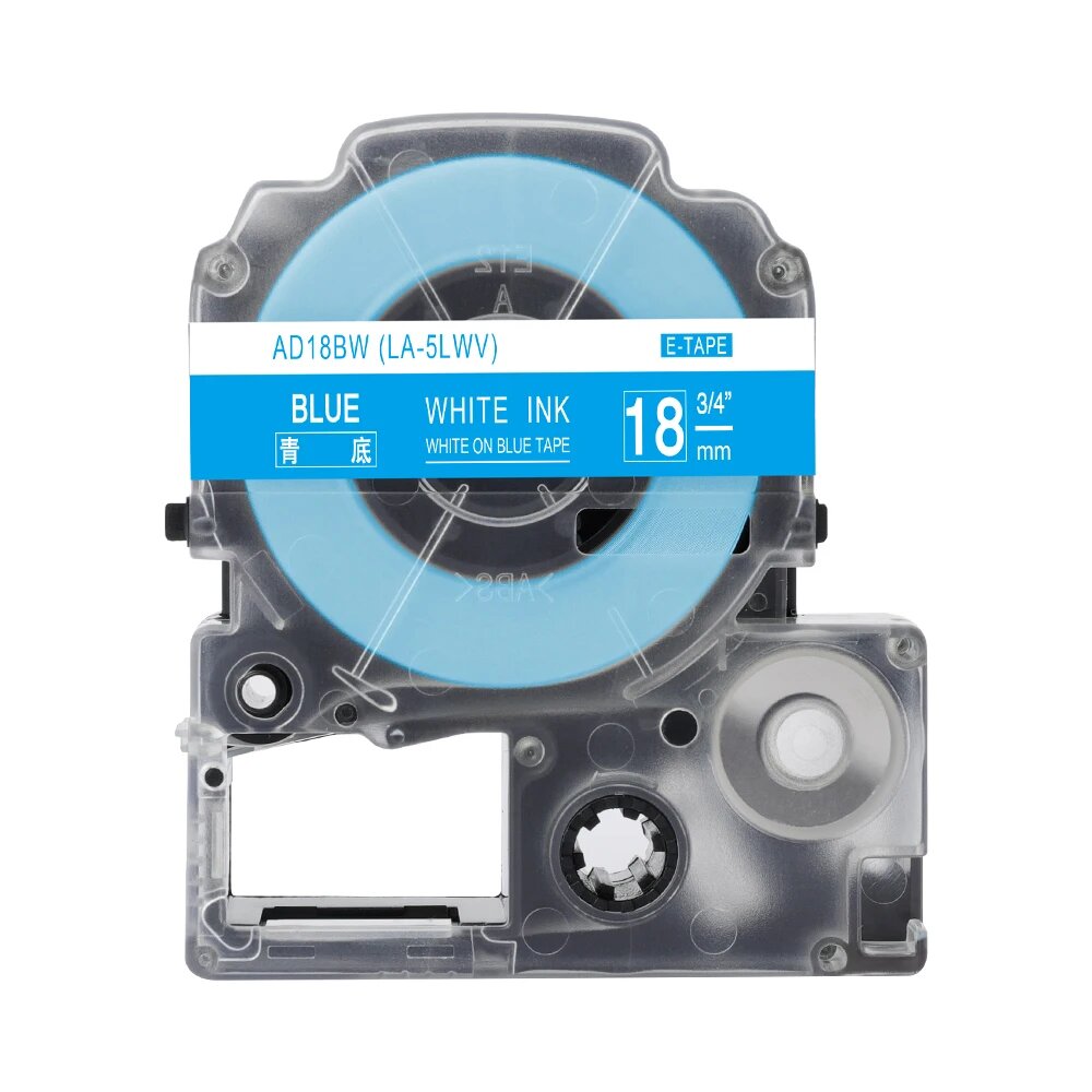 Лента для принтера этикеток Fimax AD18BW (LA-5LWV) 18 мм, White on Blue