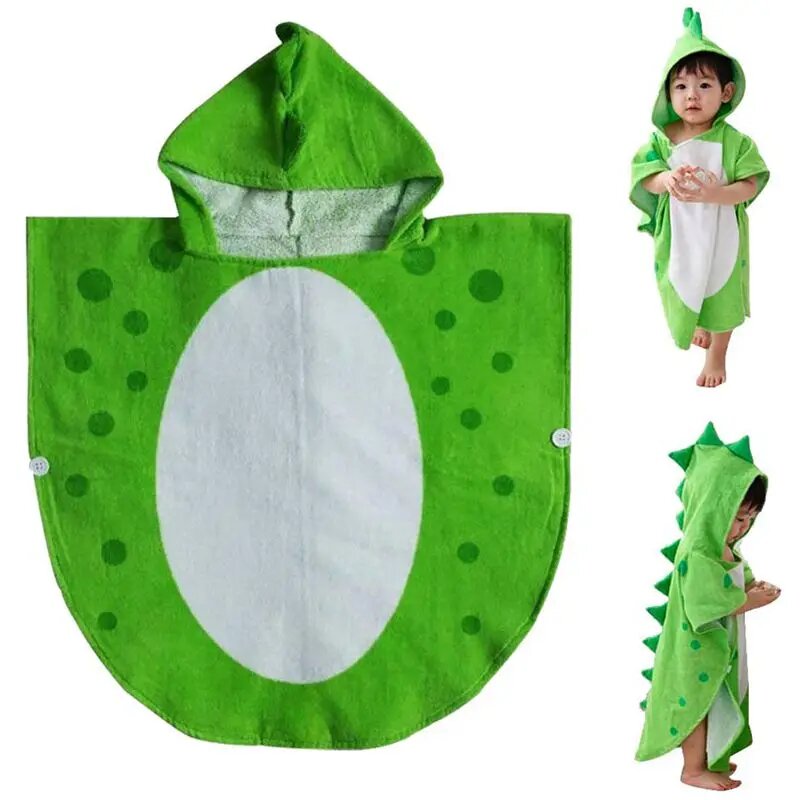 Детский халат-пончо Dino Green White 55x110см