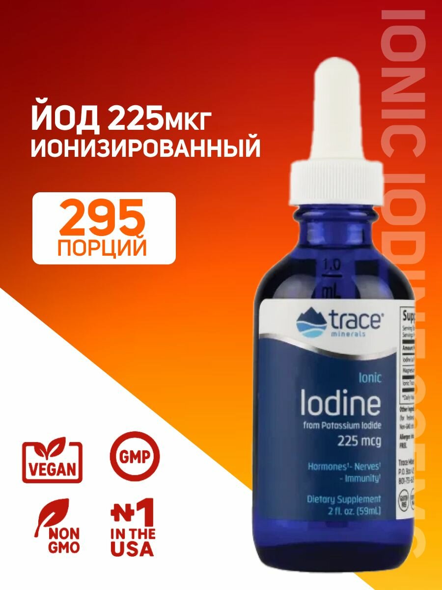 Trace Minerals Йод жидкий ионизированный Ionic Iodine 59 мл.