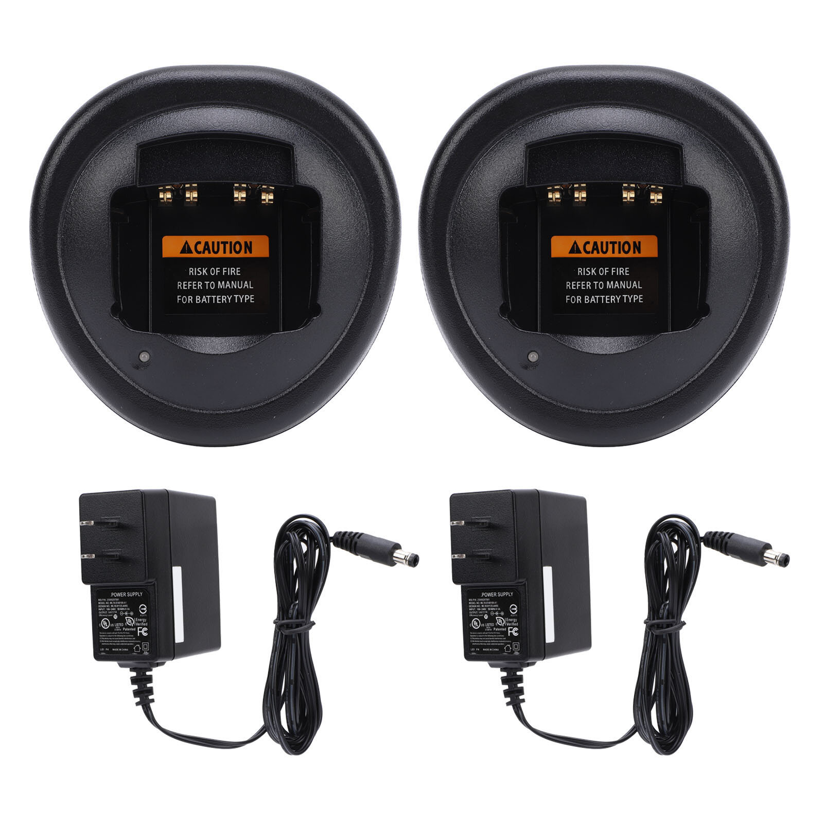 2PCS Two Way Radio Battery Charger ABS Talk Replacement Base Adapter for GP328 GP388 HT750 HT1250 EX500 GL2000 MTX950 PRO5350 US Plug 100 to 240V