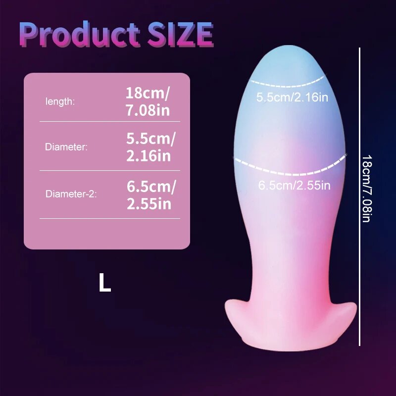 Большой анальный тампон-массажер из жидкого силикона в форме драконьего яйца, мягкий и noctilucent L