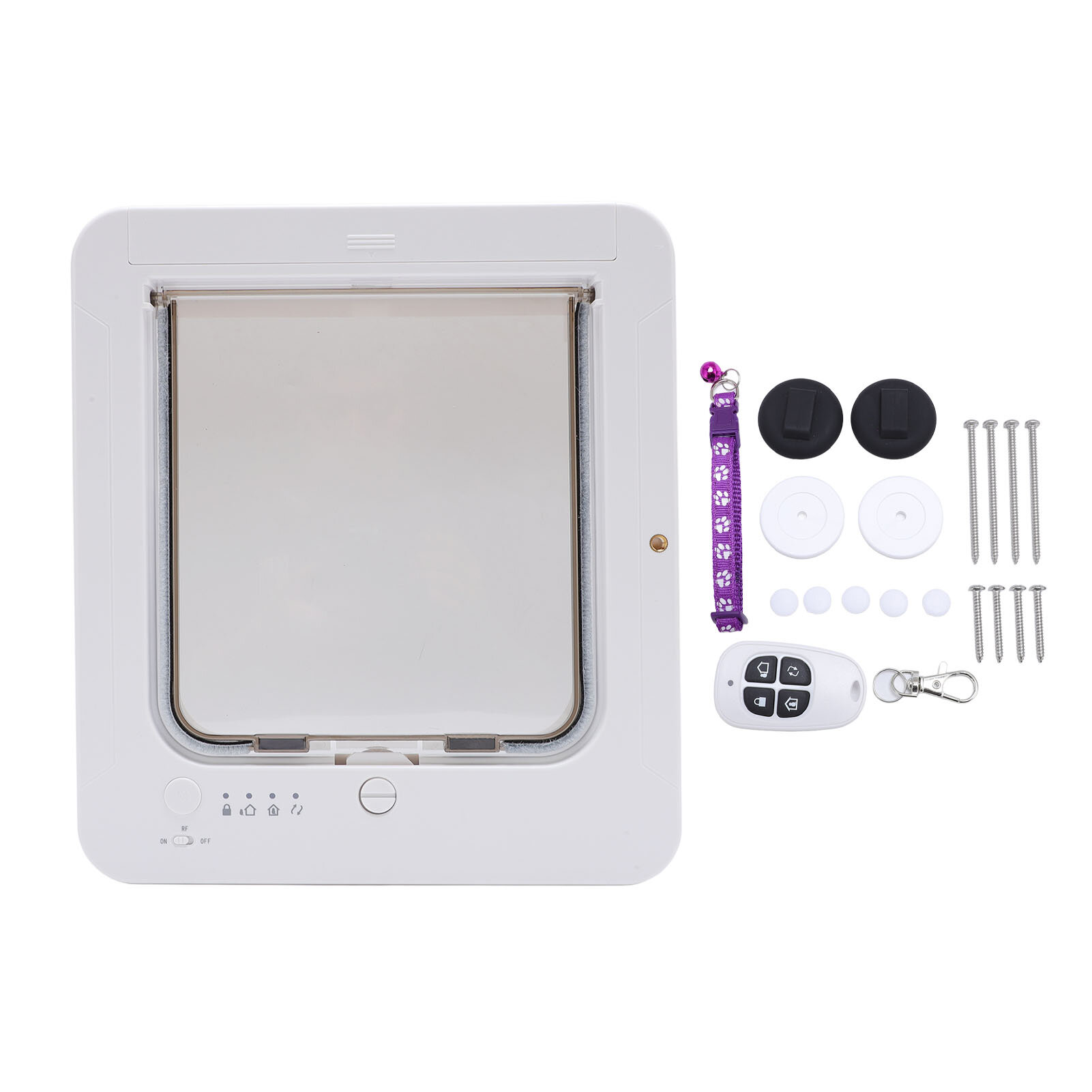 Микрочип для кошачьей двери, автоматическая разблокировка, защита от атмосферных воздействий, батарея 210 мАч, управляемый вход, выход, дверь для домашних животных для дома, белый + пульт дистанционного управления