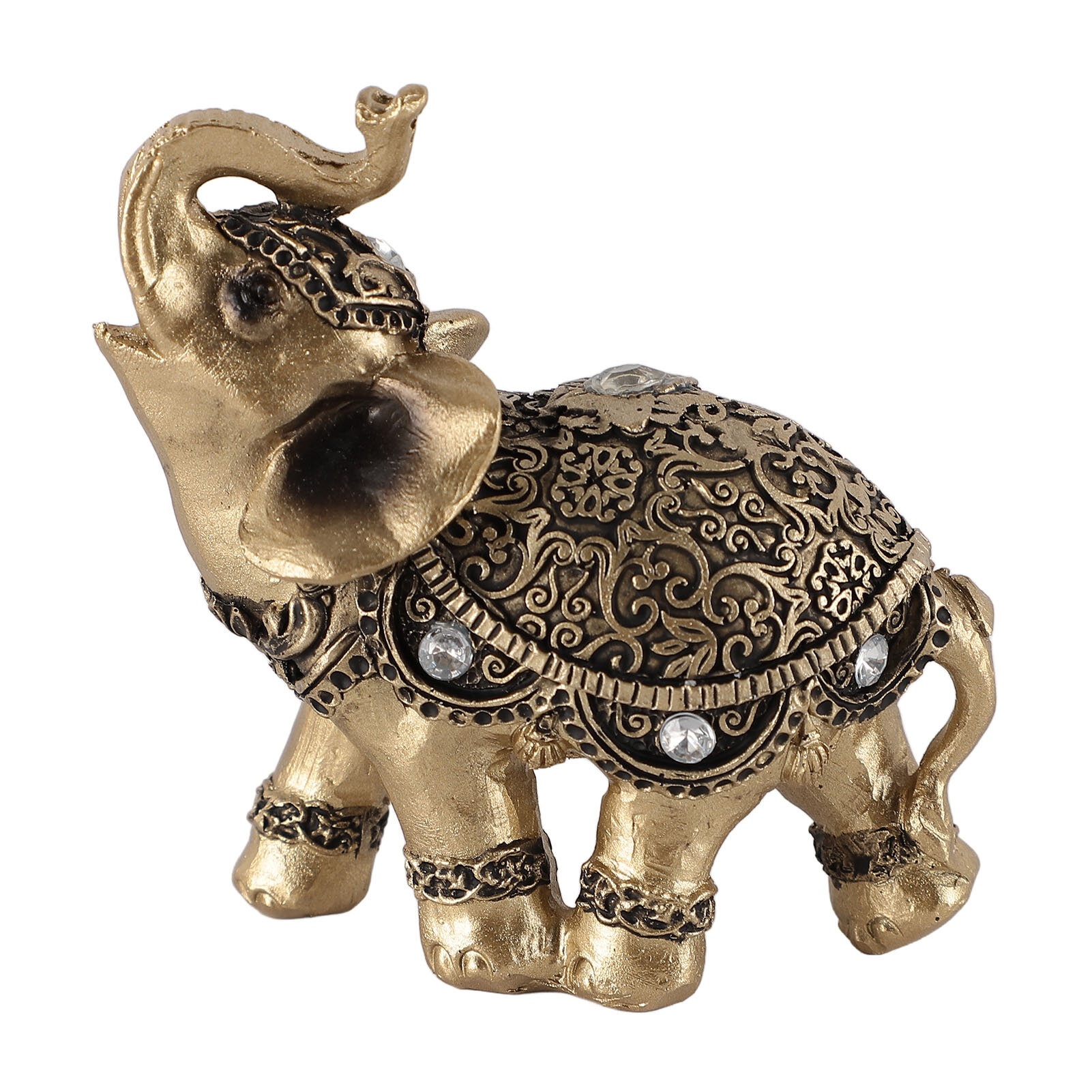 Золотая статуя слона для украшения дома на удачу, богатство, скульптура из смолы для прихожей, ТВ-шкаф, декоративный слон небольшого размера