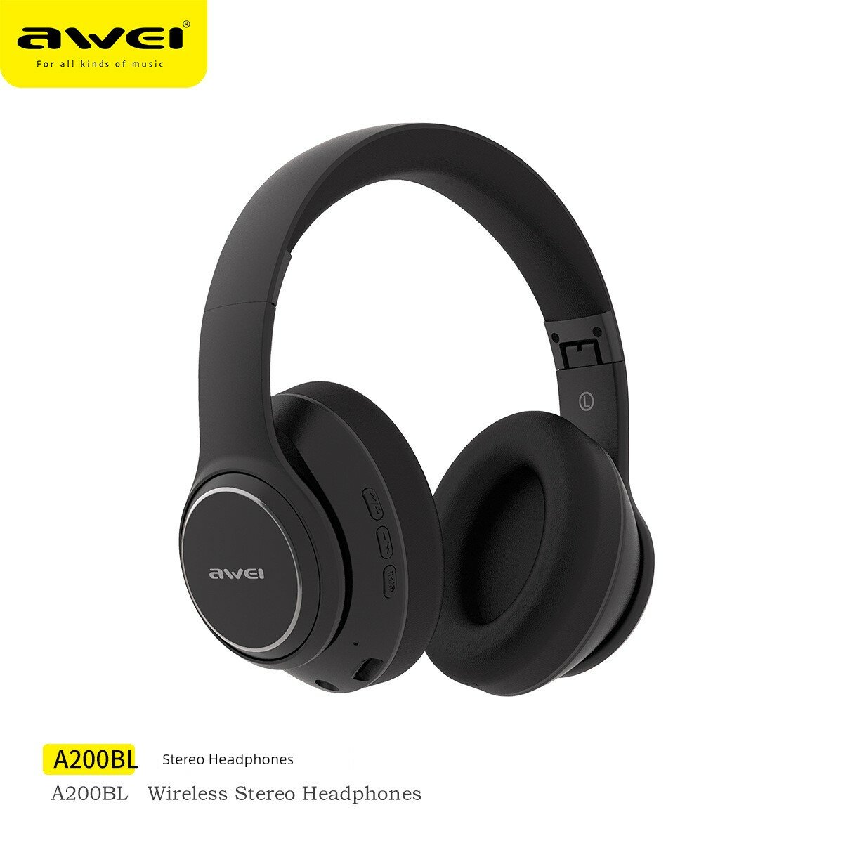 Беспроводные наушники Bluetooth с FM-радио, AUX-подключением, слотом для TF-карты, игровым HIFI-стерео, черные модель