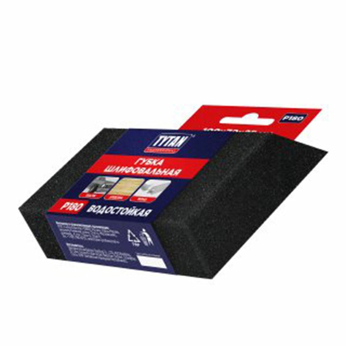 Губка шлифовальная Tytan 100х70х25 мм, угловая, водостойкая, P180