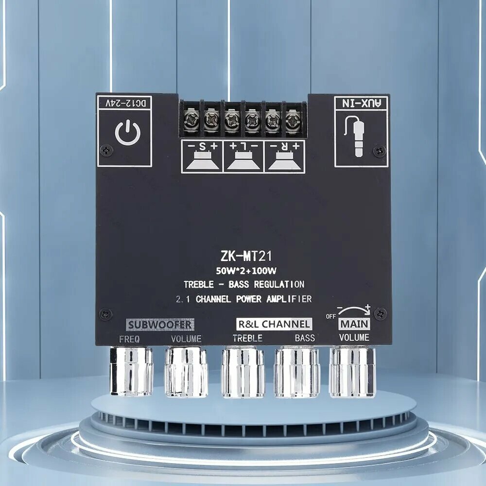 ZK-MT21 50WX2+100W 2.1 канал стерео Bluetooth 5.0 цифровой модуль платы усилителя, высокий бас AUX 12V 24V