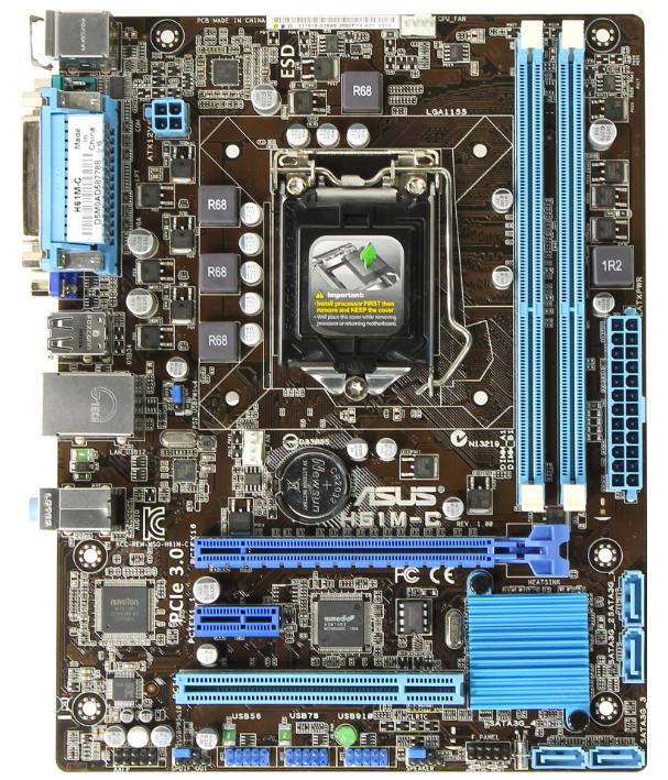 Материнская плата ASUS H61M-C, сокет LGA1155, поддержка Intel Core