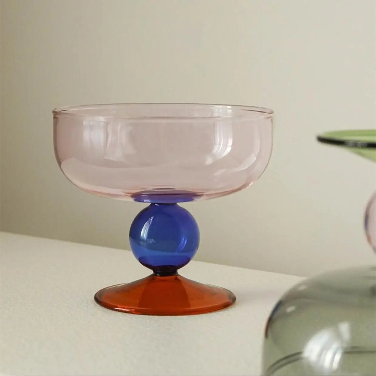 Боросиликатная чаша для мороженого pink